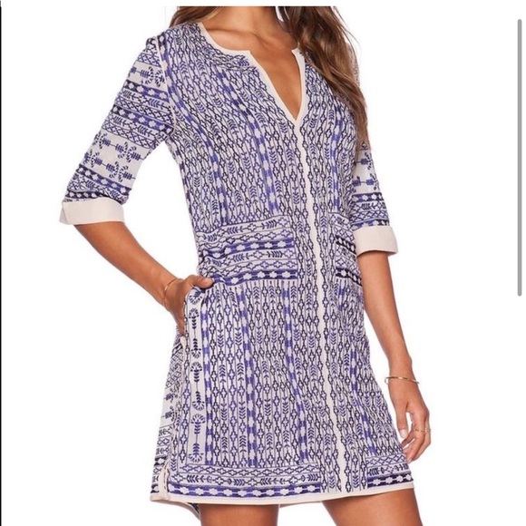 Love Sam | Dresses | Love Sam Embroidered Blue And Cream Dress Form ...